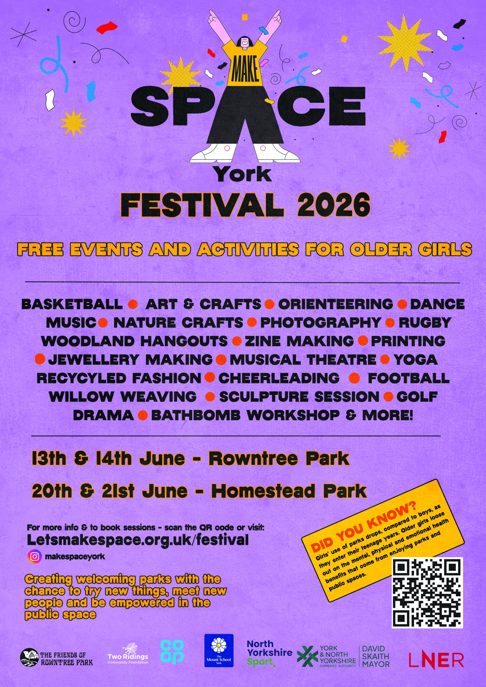 Make Space (for girls) Festival 2026 - Friends of Rowntree Park